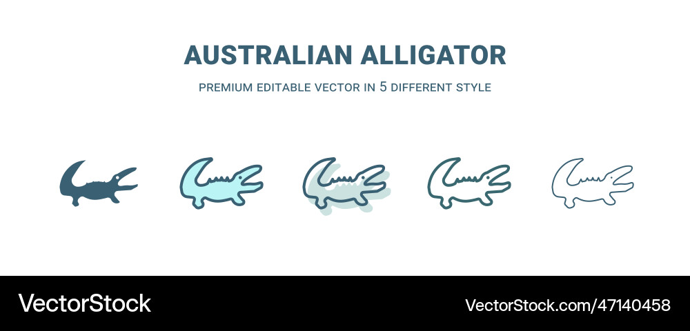 Australian alligator icon in 5 different style Vector Image
