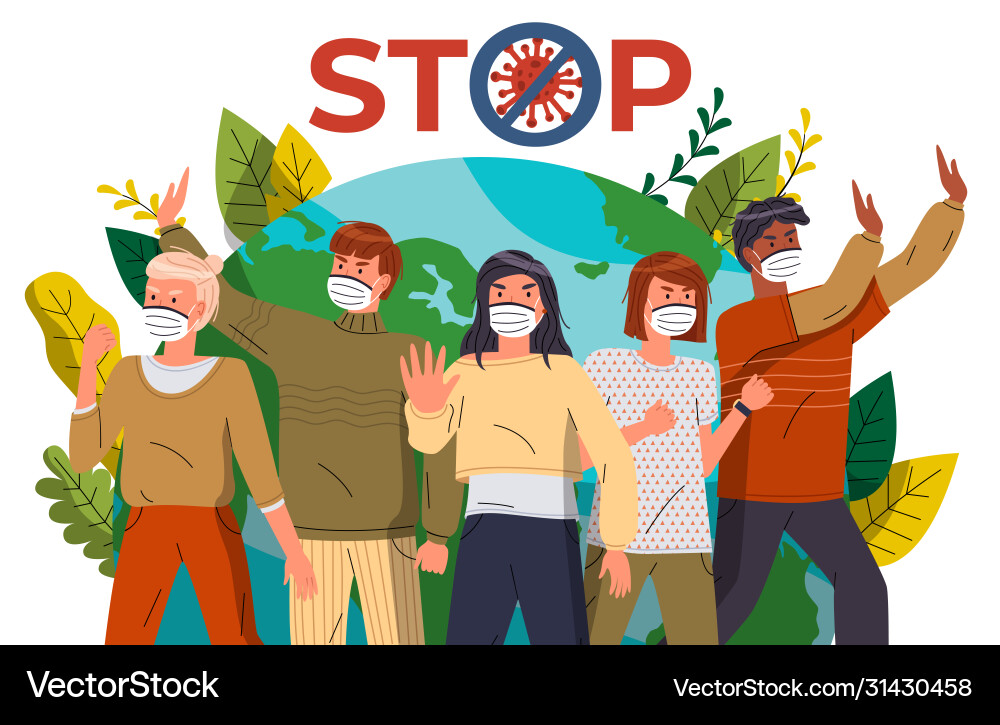 Banner with mix race crowd people in Royalty Free Vector
