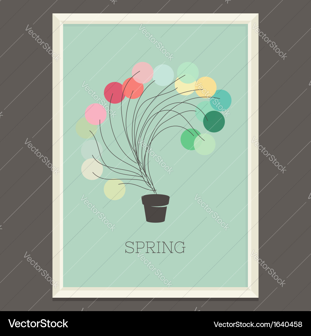 Colorful spring poster with magic plant Royalty Free Vector