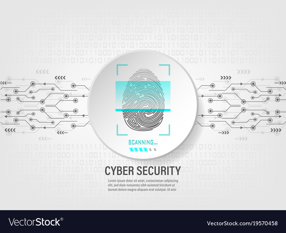 Digital fingerprint scan on binary code background