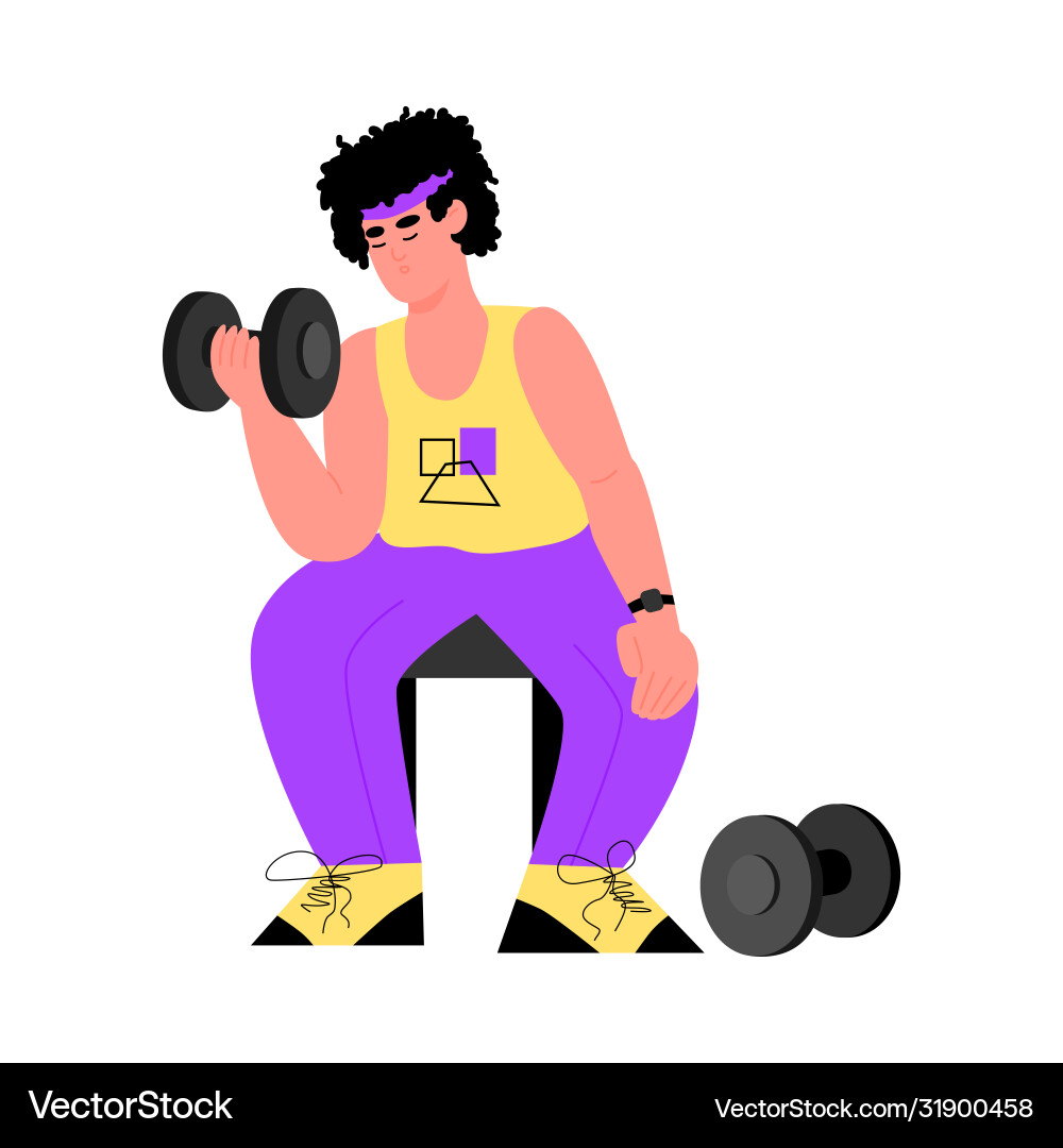 Man doing sport exercise with dumbbells flat Vector Image
