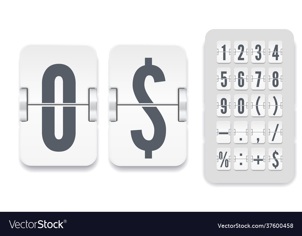 Numeric Template Set Flip Scoreboard Royalty Free Vector