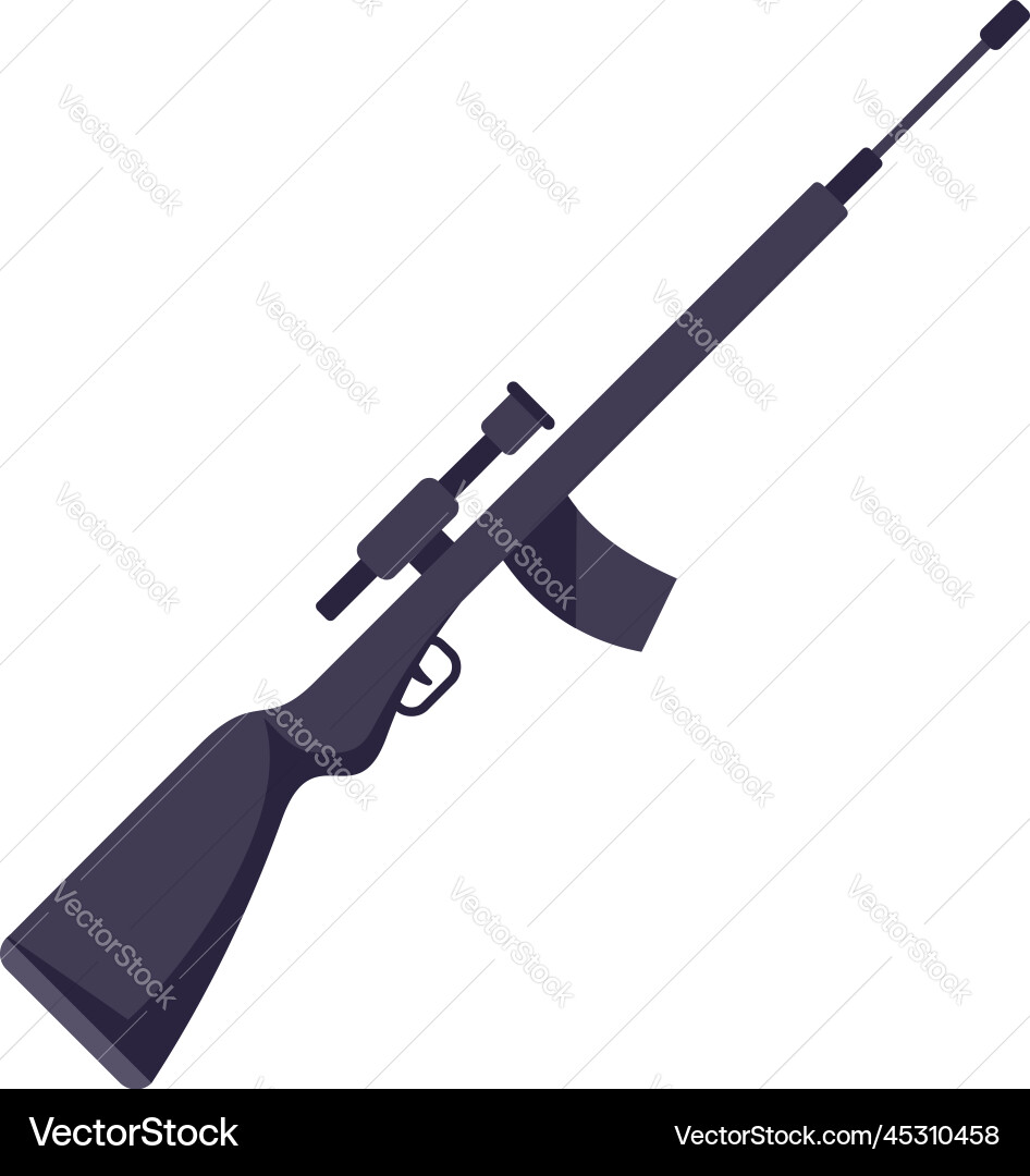 Sniper barrel icon flat rifle gun Royalty Free Vector Image