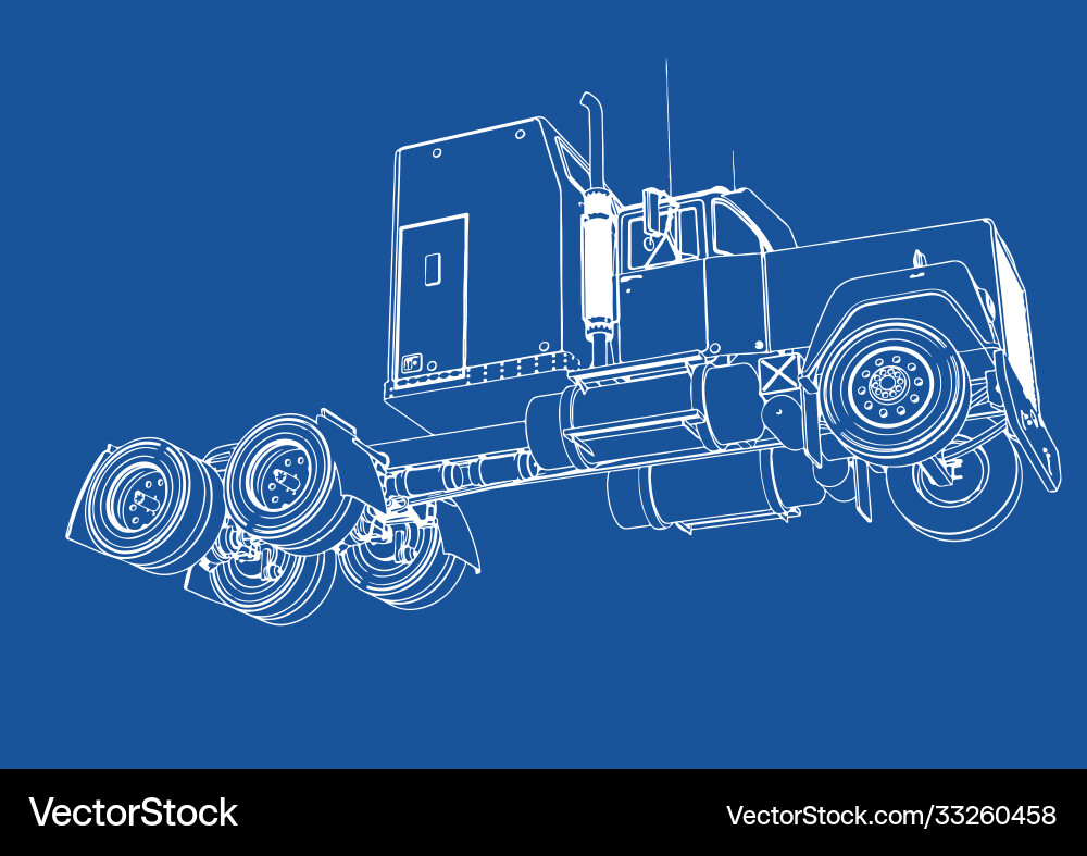 Truck drawing on blue background Royalty Free Vector Image