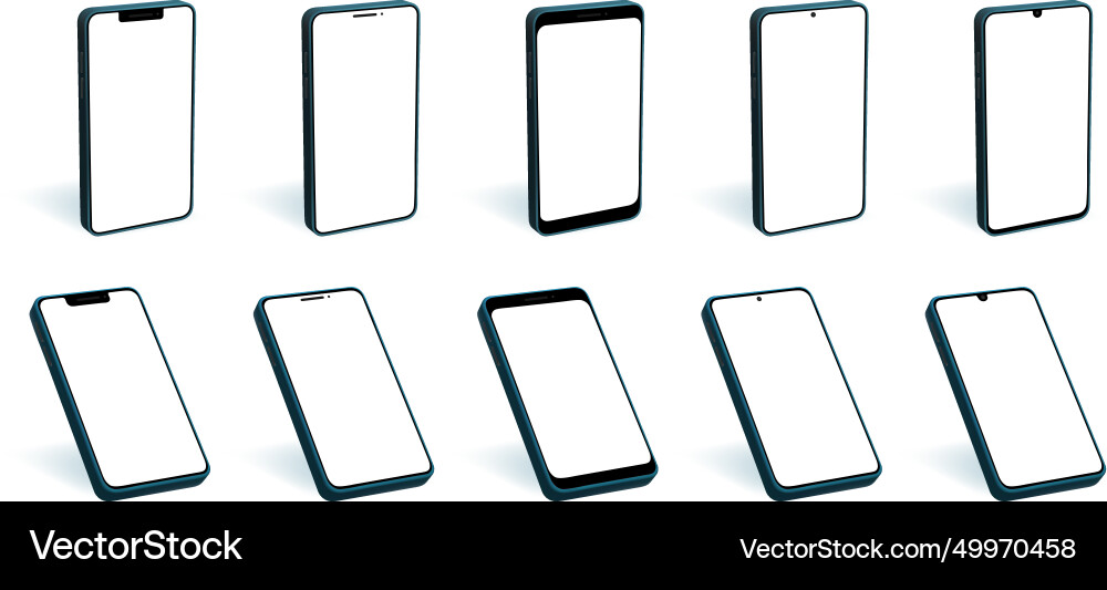 Vertical smart phone mockup of different modern Vector Image