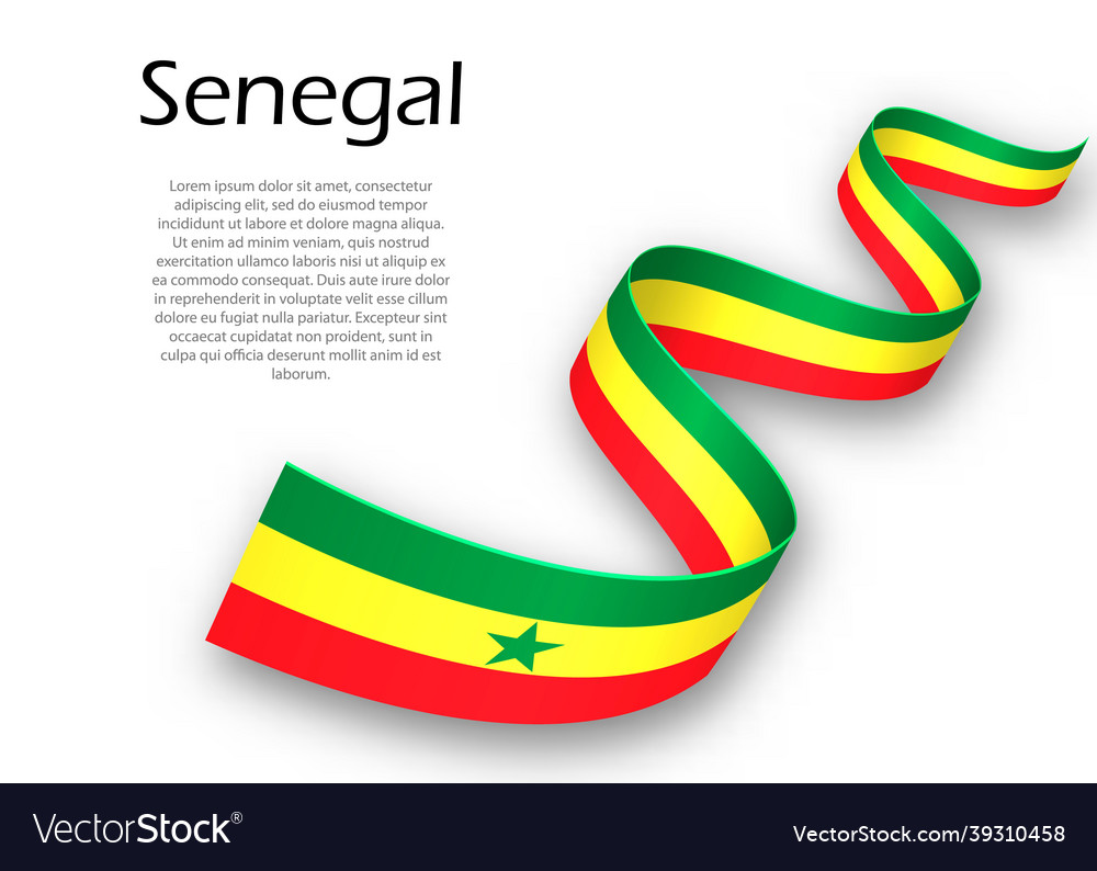 Waving ribbon or banner with flag of senegal Vector Image