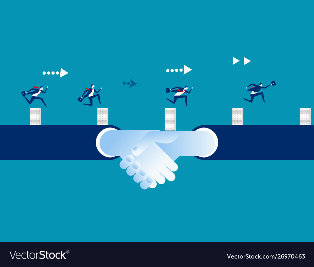 Business people and partners conquering adversity Vector Image