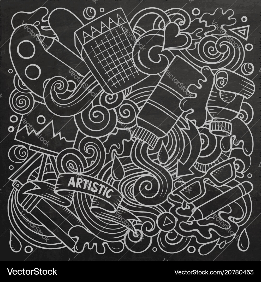 Cartoon doodles art and design Royalty Free Vector Image