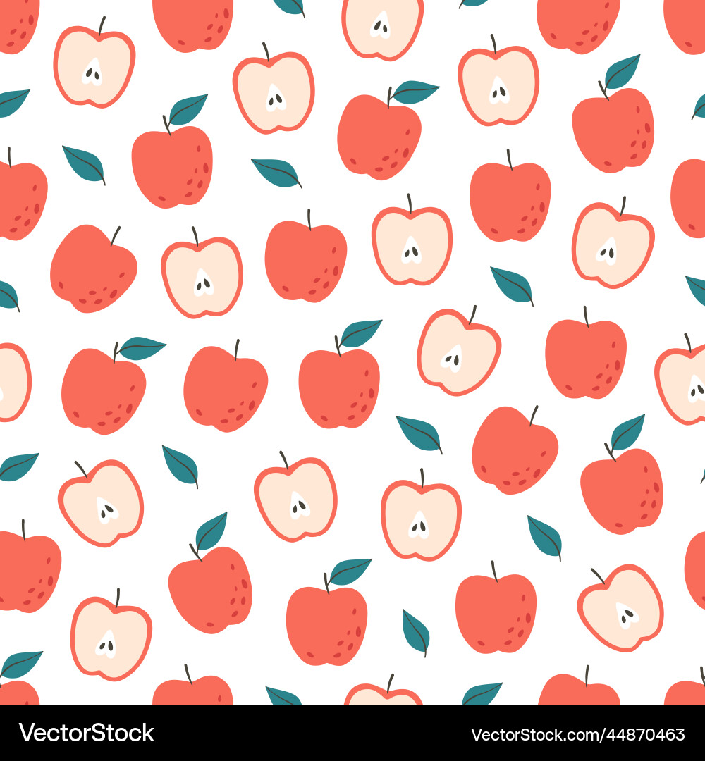 Fresh apples seamless pattern healthy and organic Vector Image