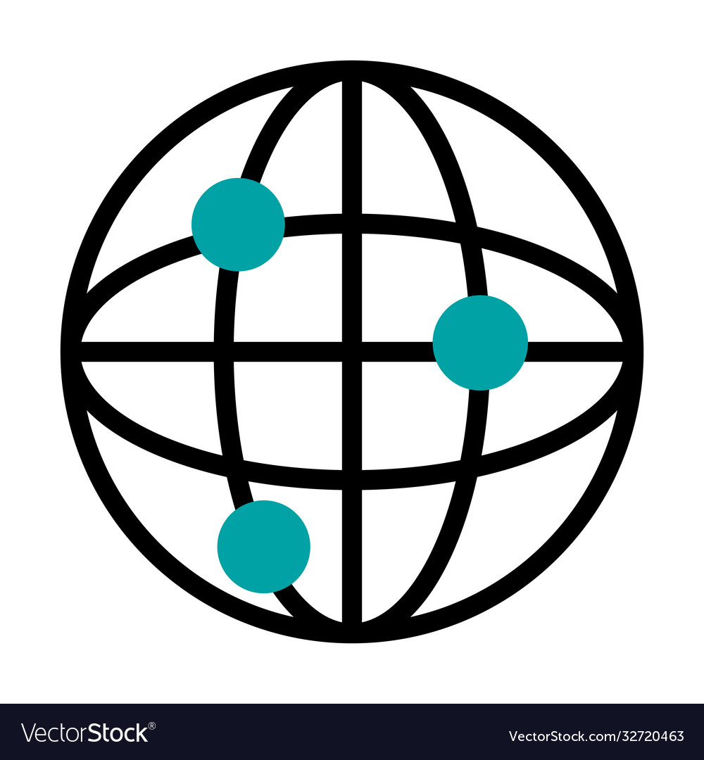 Global Network Sphere Icon Half Line Color Vector Image