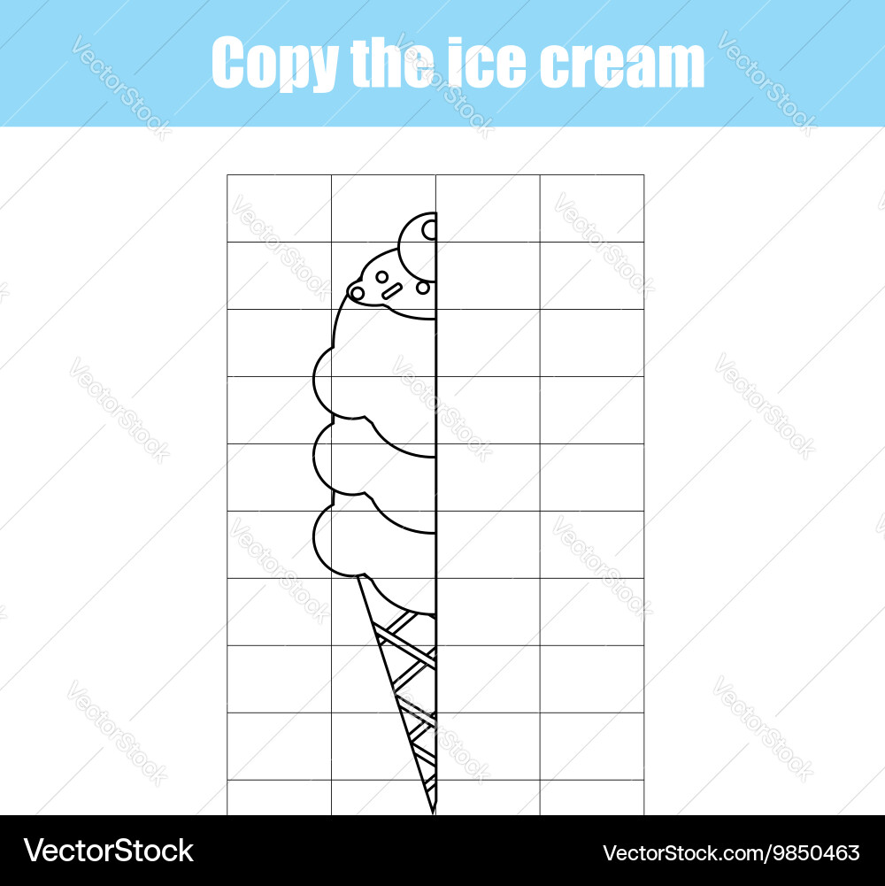 Grid copy game complete the picture children Vector Image