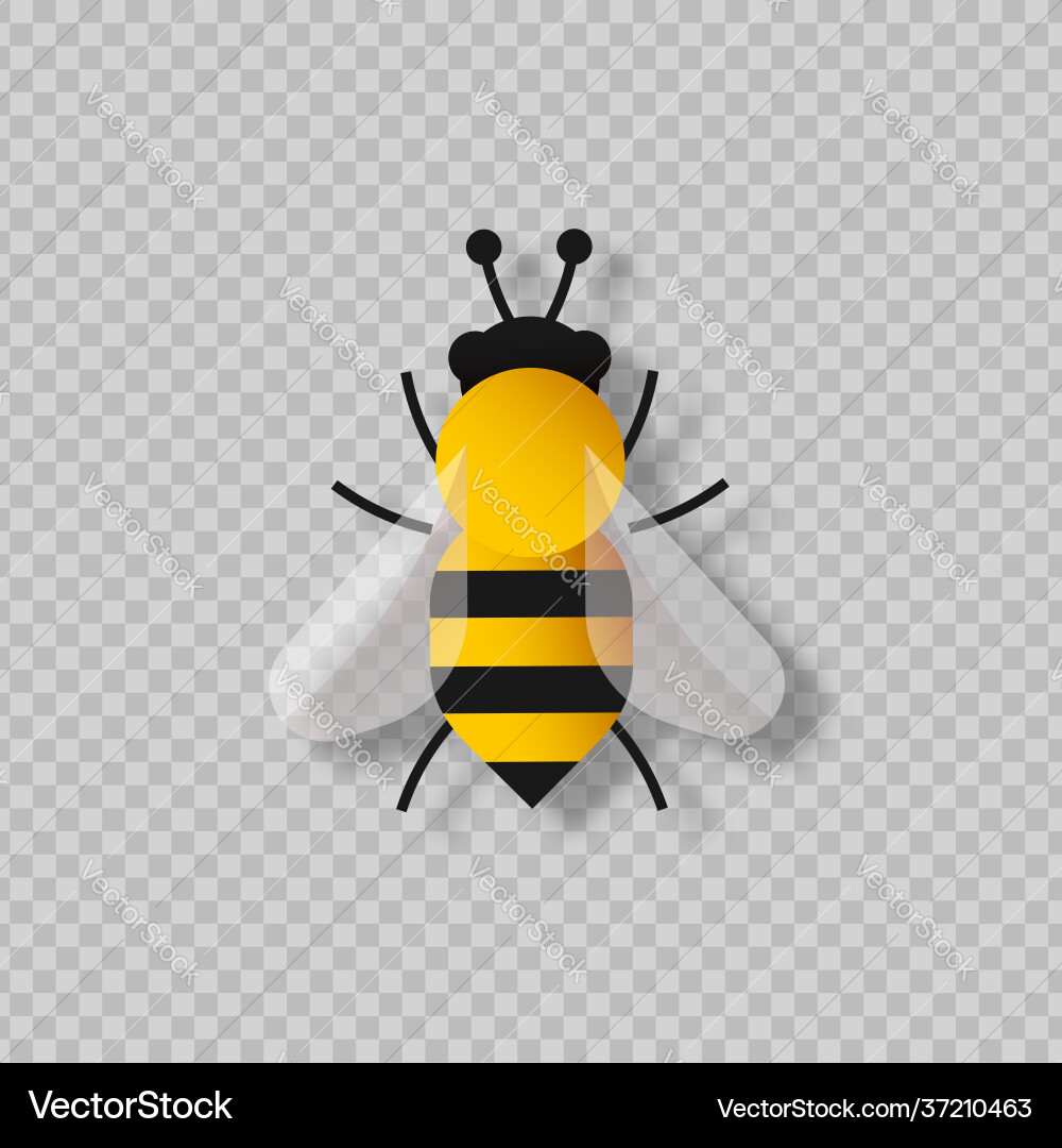 Isolated paper cut yellow bee insect concept Vector Image