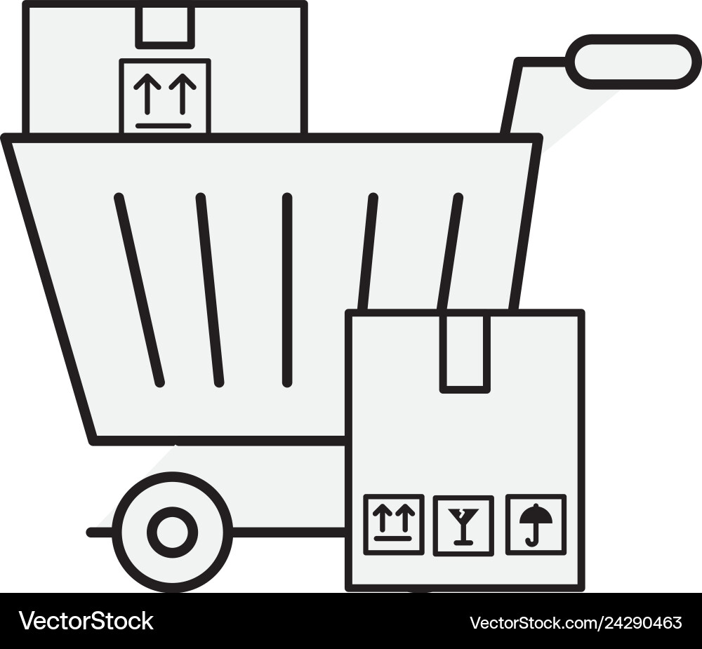Online shopping logistic cart cardboard boxes Vector Image