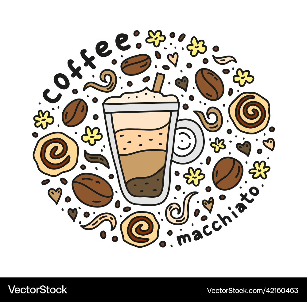 Poster with macchiato coffee Royalty Free Vector Image