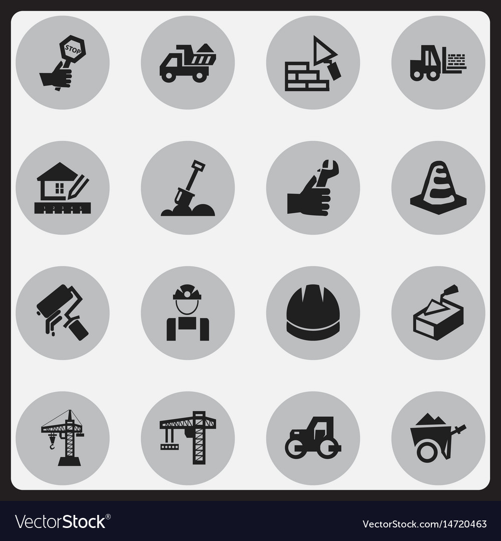 Set of 16 editable structure icons includes Vector Image