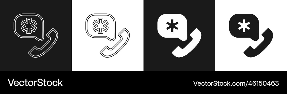 Set telephone with emergency call 911 icon Vector Image