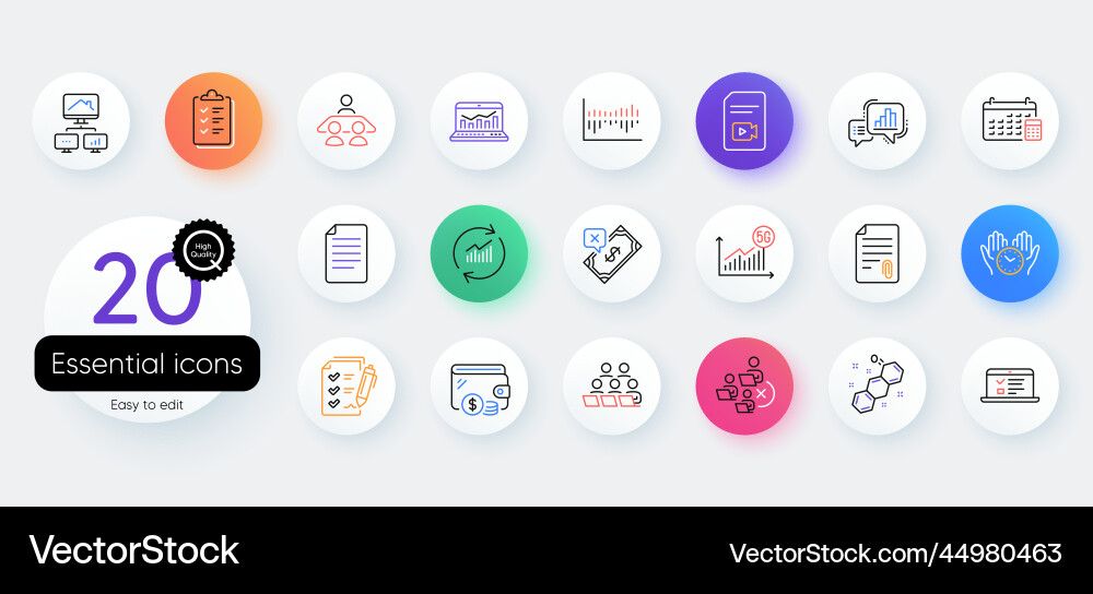 Simple set of work home safe time and graph chart Vector Image