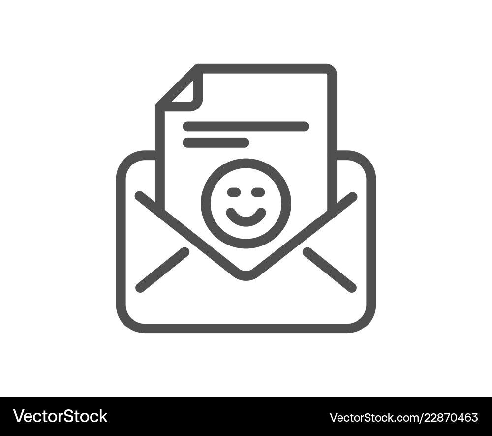 Smile mail line icon positive feedback letter Vector Image