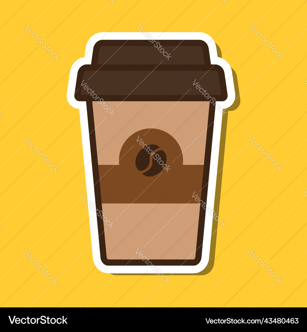 Sticker coffee disposable paper cup with lid Vector Image