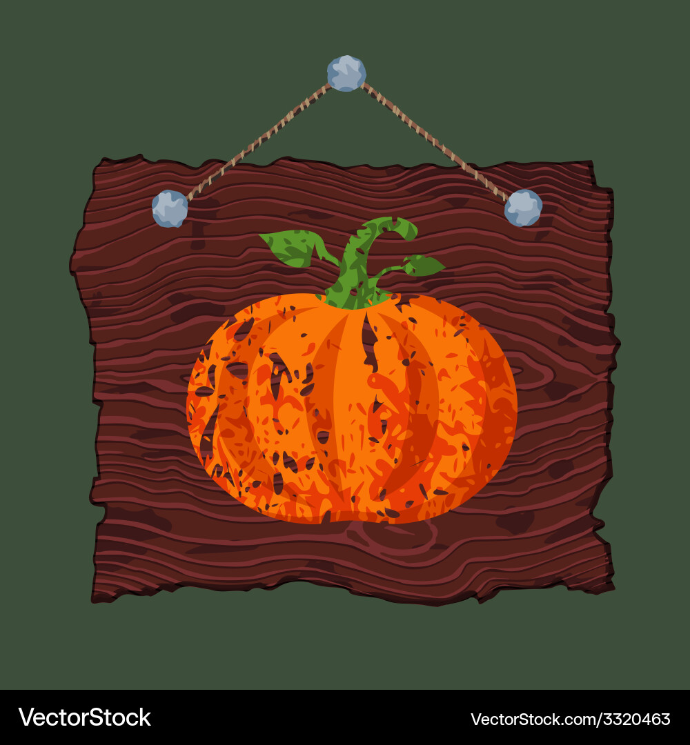 Wooden Sign with Pumpkin Royalty Free Vector Image