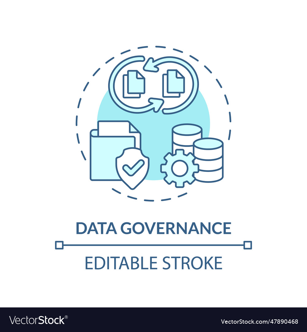 2d data governance concept linear icon Royalty Free Vector