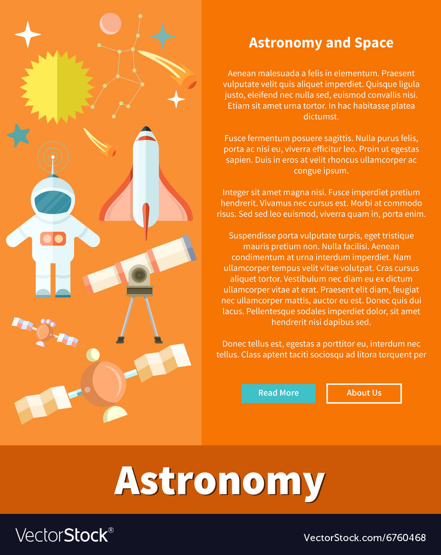 Astronomy and space web page design Royalty Free Vector