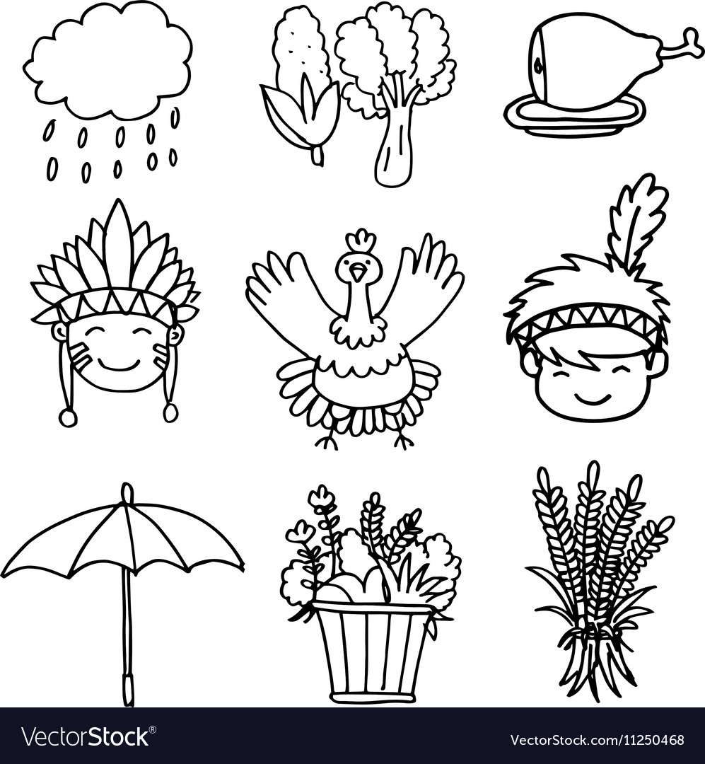 Doodle of hand draw thanksgiving element Vector Image