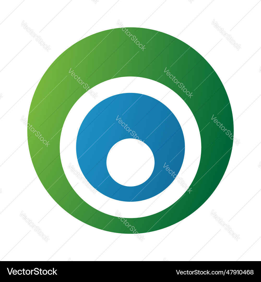 Green and blue letter o icon with nested circles Vector Image