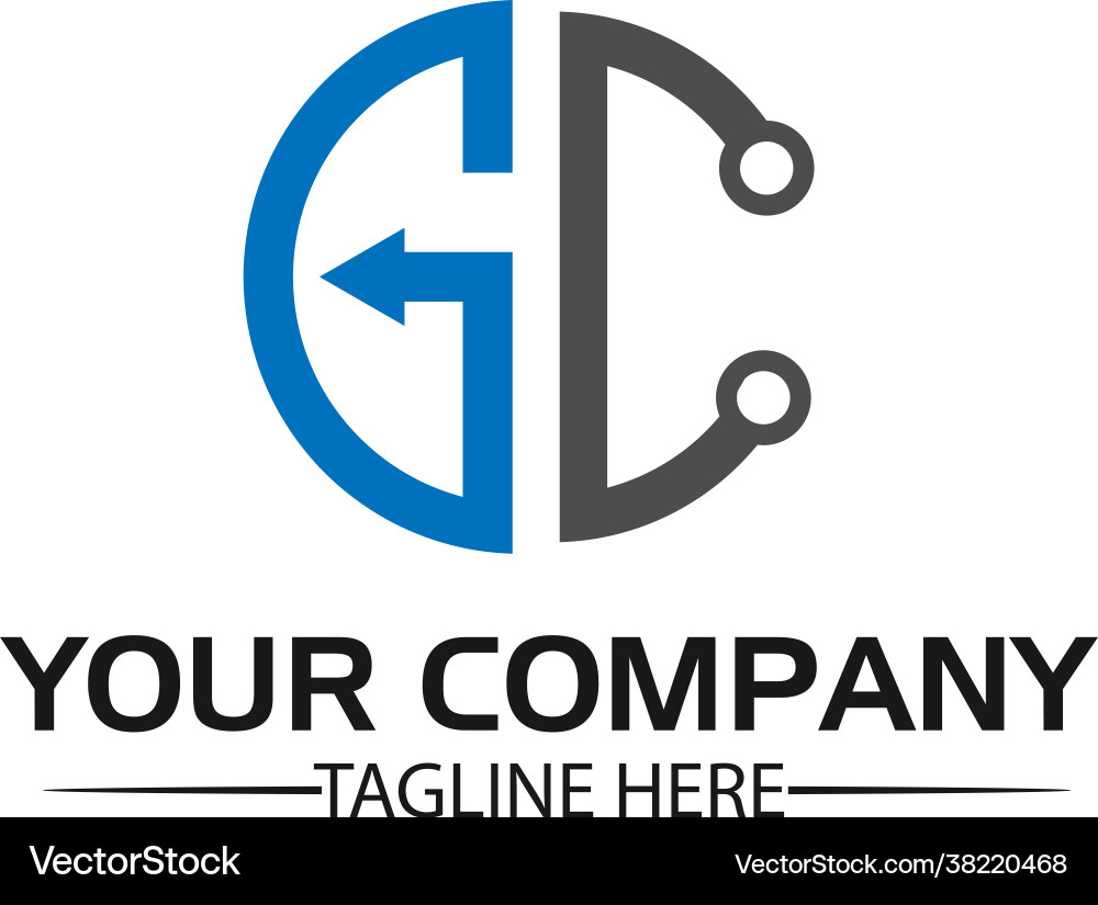 Letter gc stock logo gc initial flat design Vector Image
