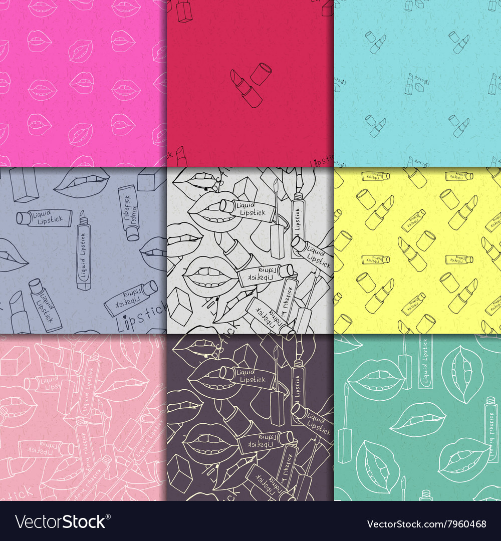 Makeup seamless pattern set Royalty Free Vector Image