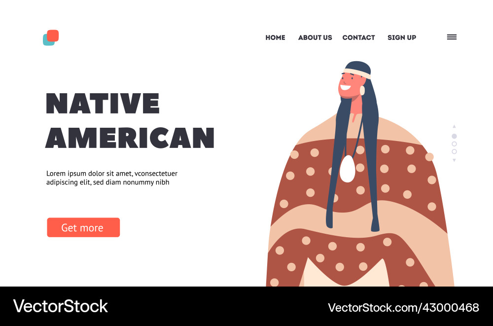 Native american landing page template indigenous Vector Image