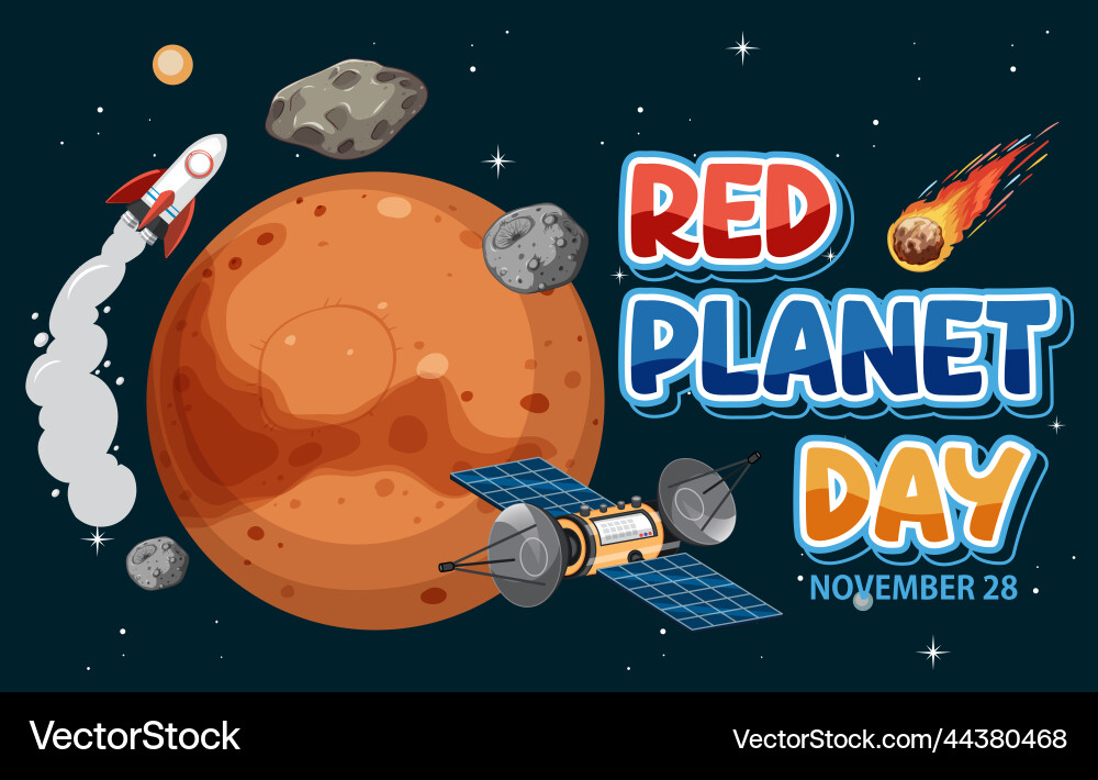Red planet day banner design Royalty Free Vector Image