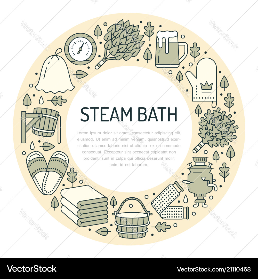 Sauna steam bath room banner Royalty Free Vector Image