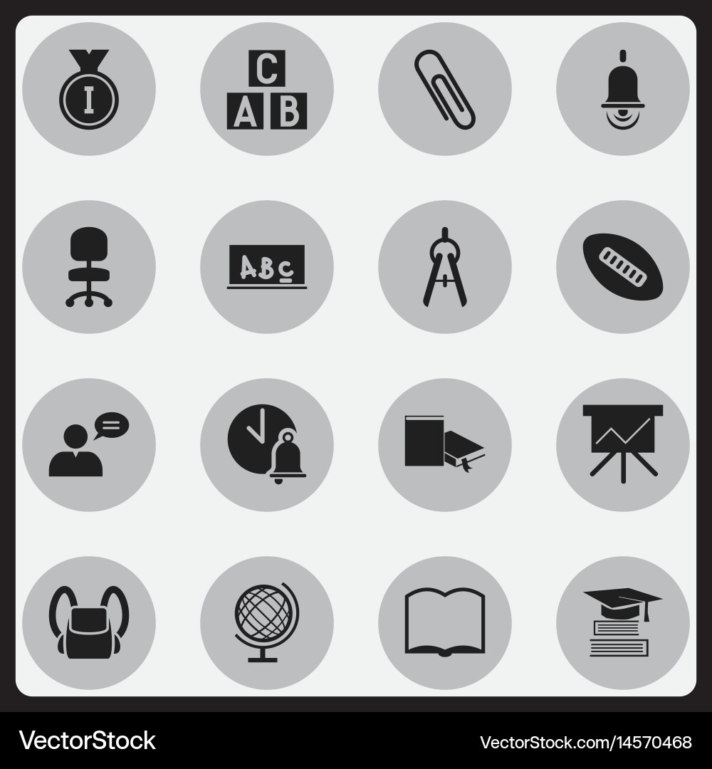 Set of 16 editable university icons includes Vector Image