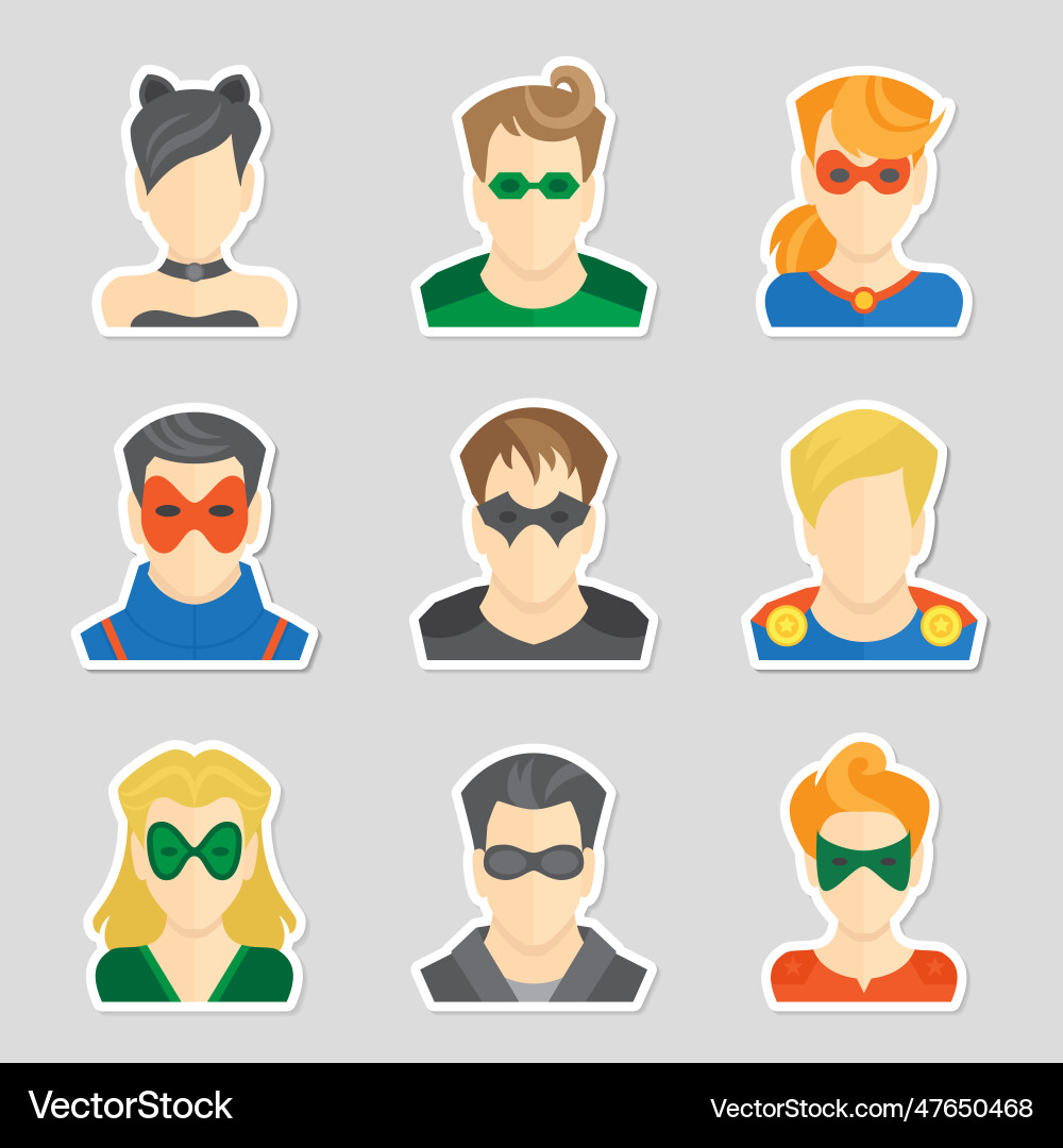 Set of avatar stickers Royalty Free Vector Image