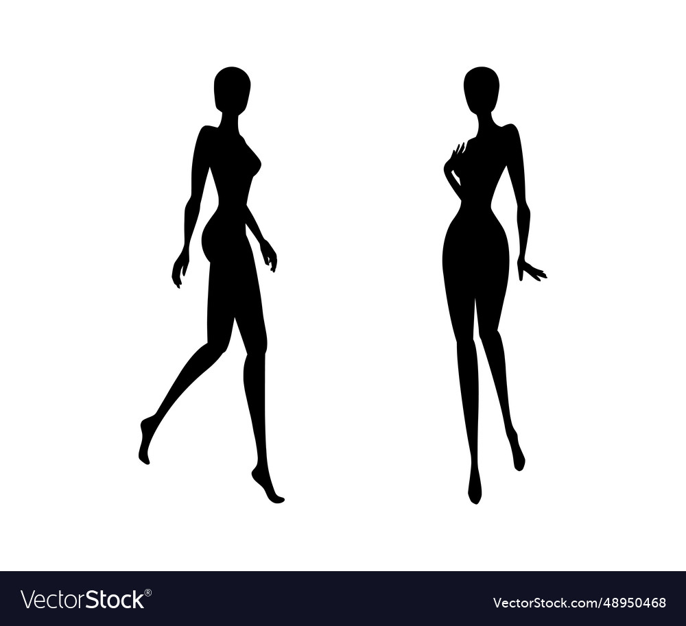Woman body silhouette fashion collection slim Vector Image
