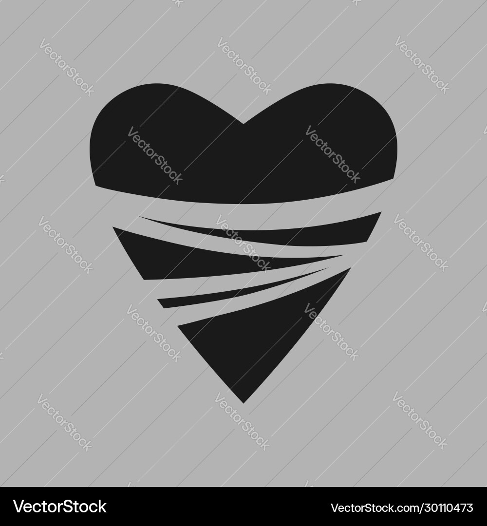 Abstract black heart symbol on gray backdrop Vector Image