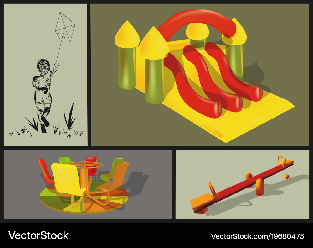Attractions in the children park Royalty Free Vector Image