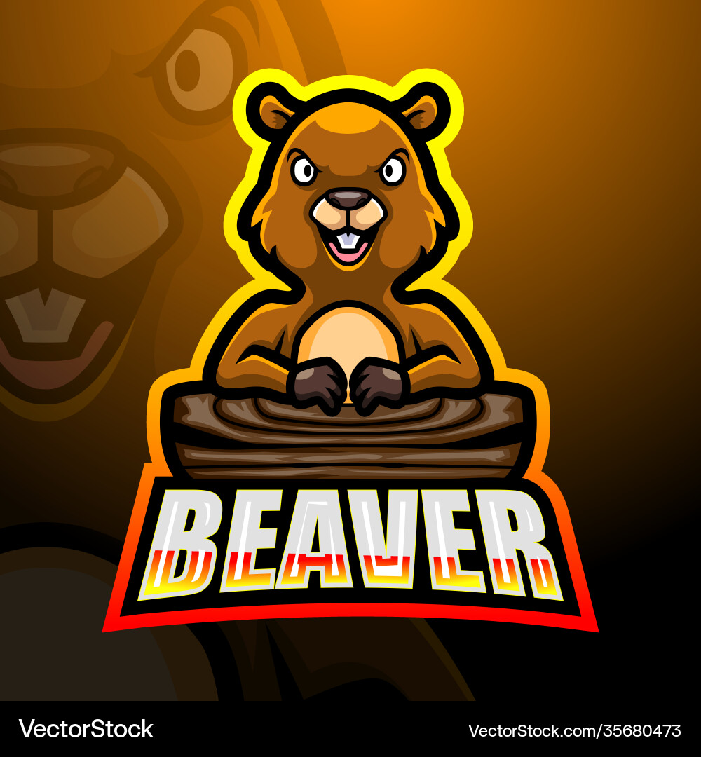 Beaver mascot esport logo design Royalty Free Vector Image