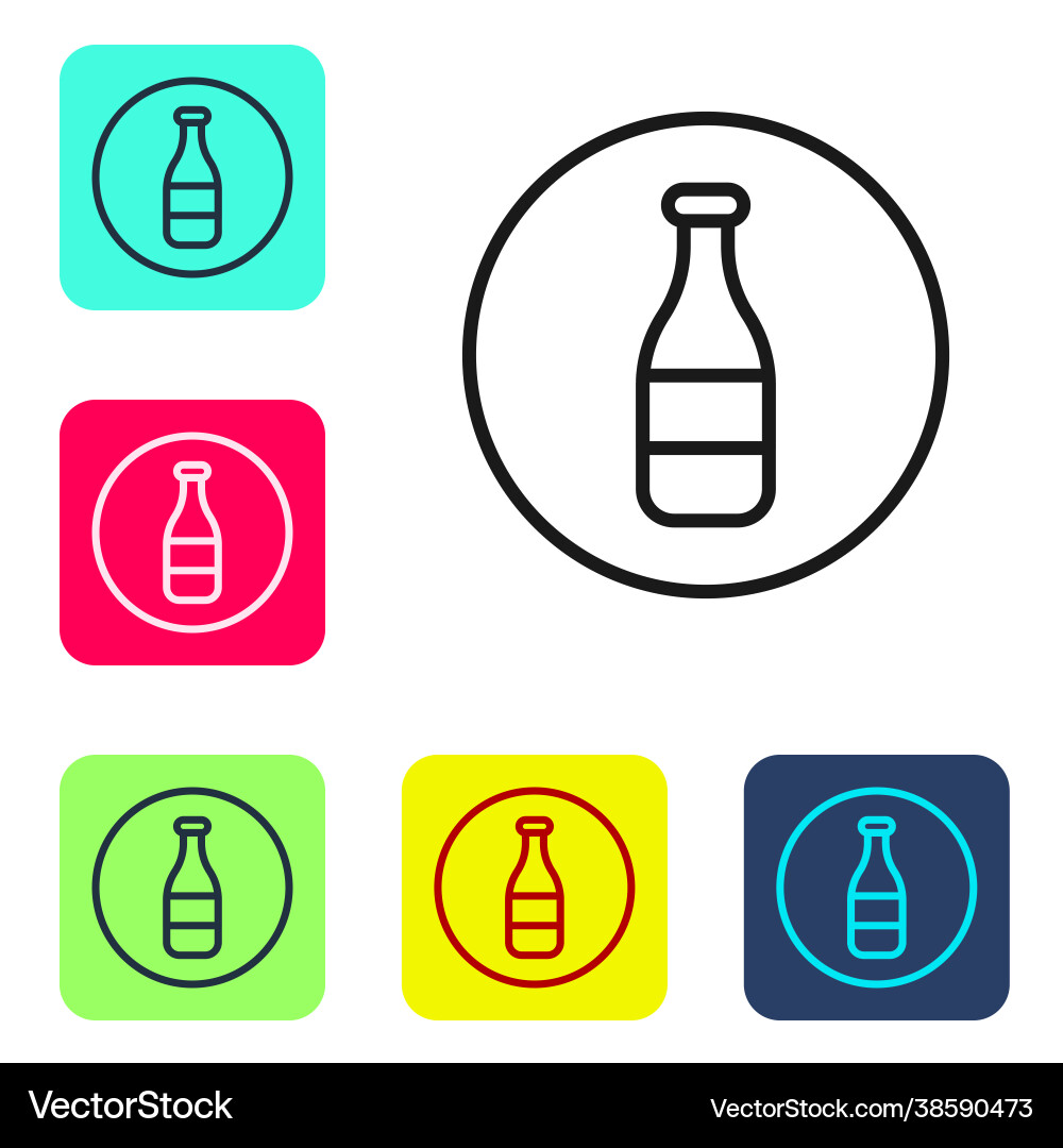 Black line bottle icon isolated on white Vector Image