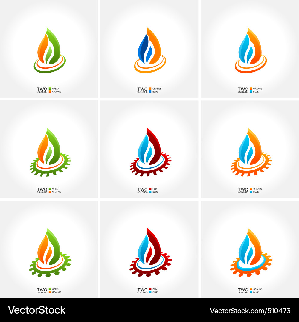 Business emblem fire water set icon Royalty Free Vector