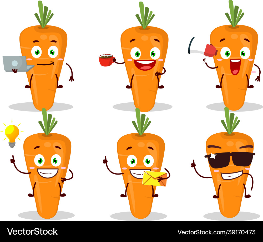 Carrot cartoon character with various types Vector Image