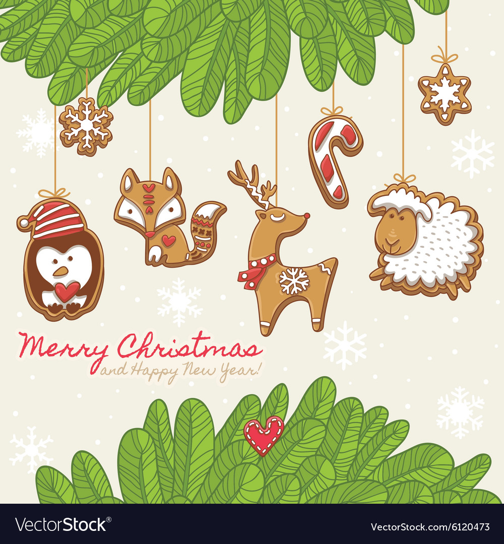 Christmas card with gingerbread cookies Royalty Free Vector