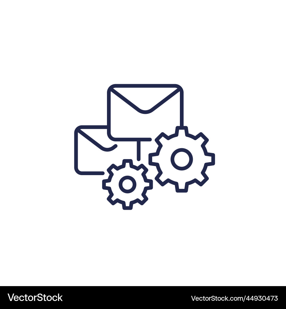 Email automation line icon on white Royalty Free Vector