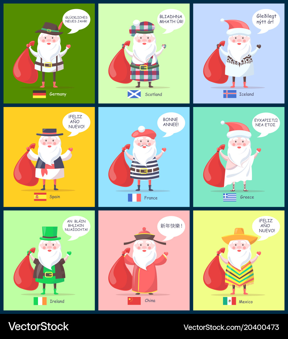 Germany scotland santa clauses Royalty Free Vector Image