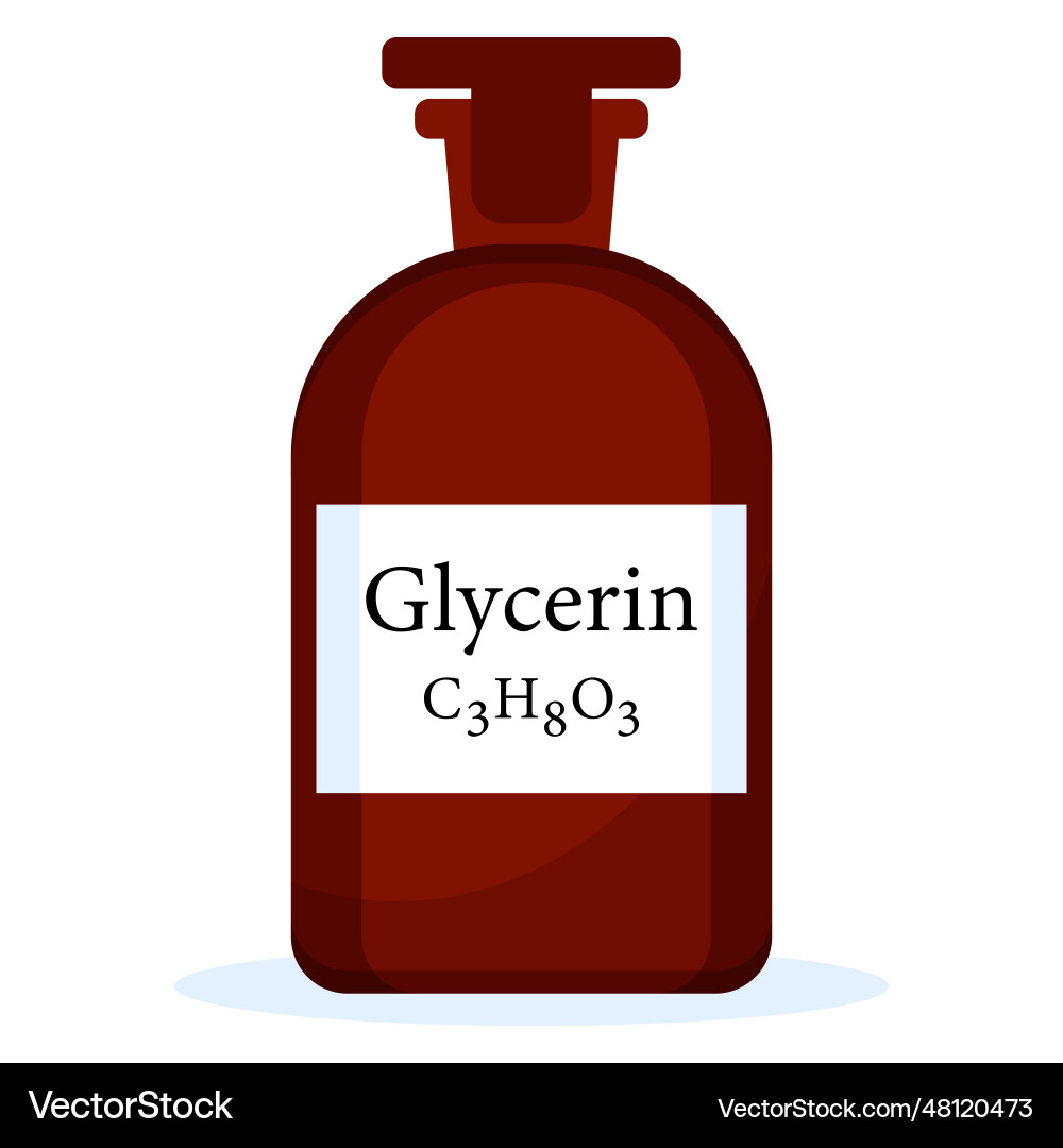 Glycerin solution in dark glass bottle Royalty Free Vector