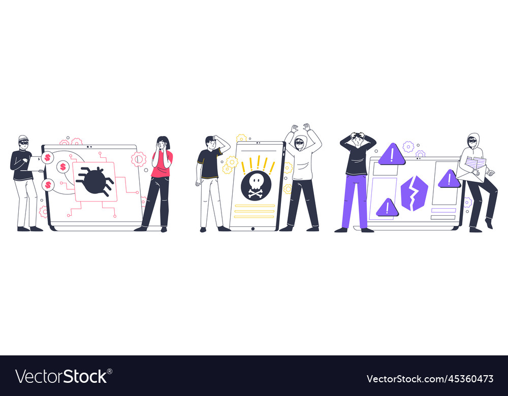 Internet scam phishing cyber hacker attack Vector Image