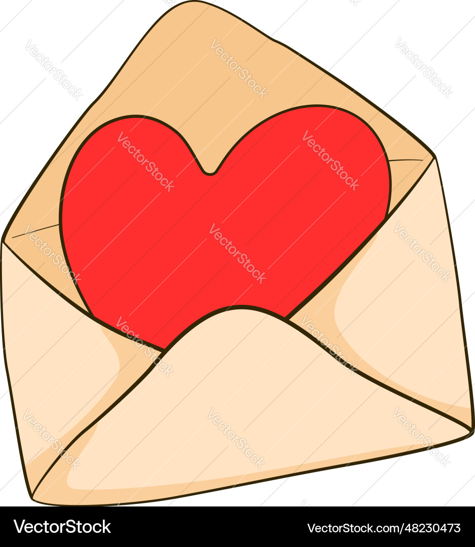Love letter an open envelope with heart Royalty Free Vector