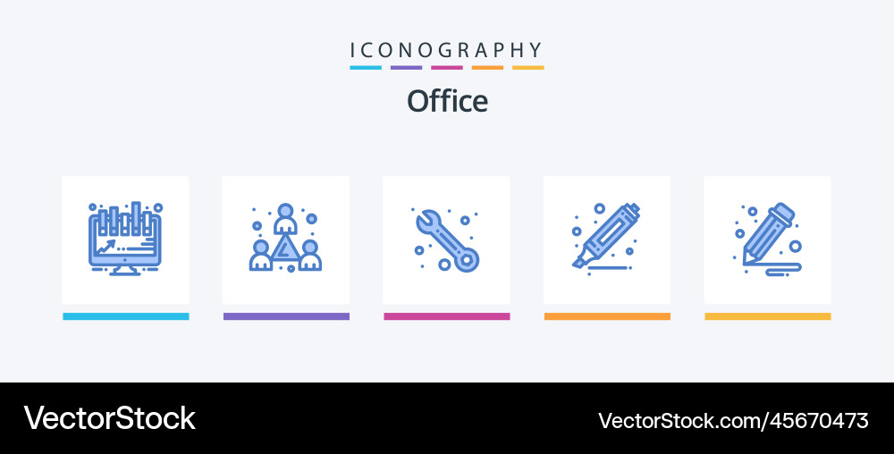 Office blue 5 icon pack including pencil service Vector Image