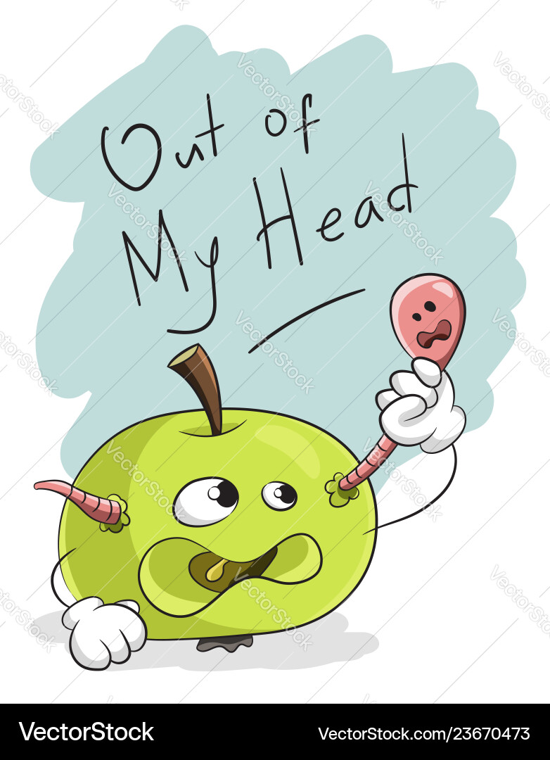 Out my head slogan concept clean mind apple Vector Image